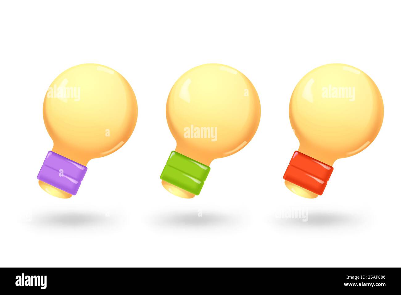 3d cartoon style minimal yellow light bulb icon Stock Vector Image ...
