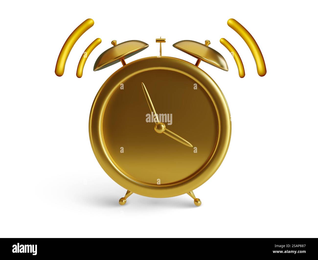 Gold alarm clock isolated on white background. Vector illustration ...