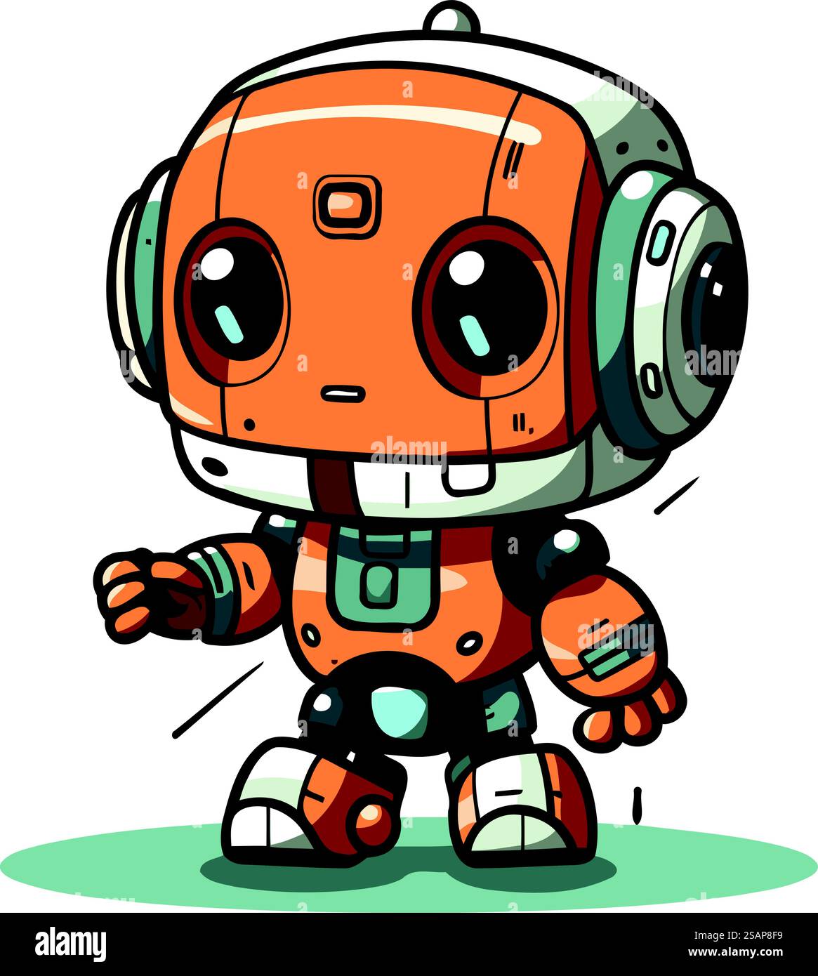 Cute cartoon robot. Isolated on white background. Vector illustration ...