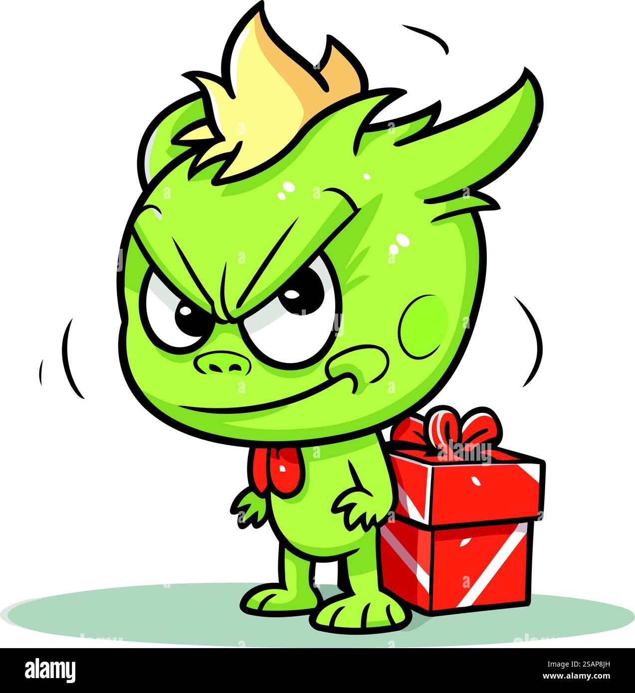 Funny cartoon monster with a gift. Vector illustration isolated on ...