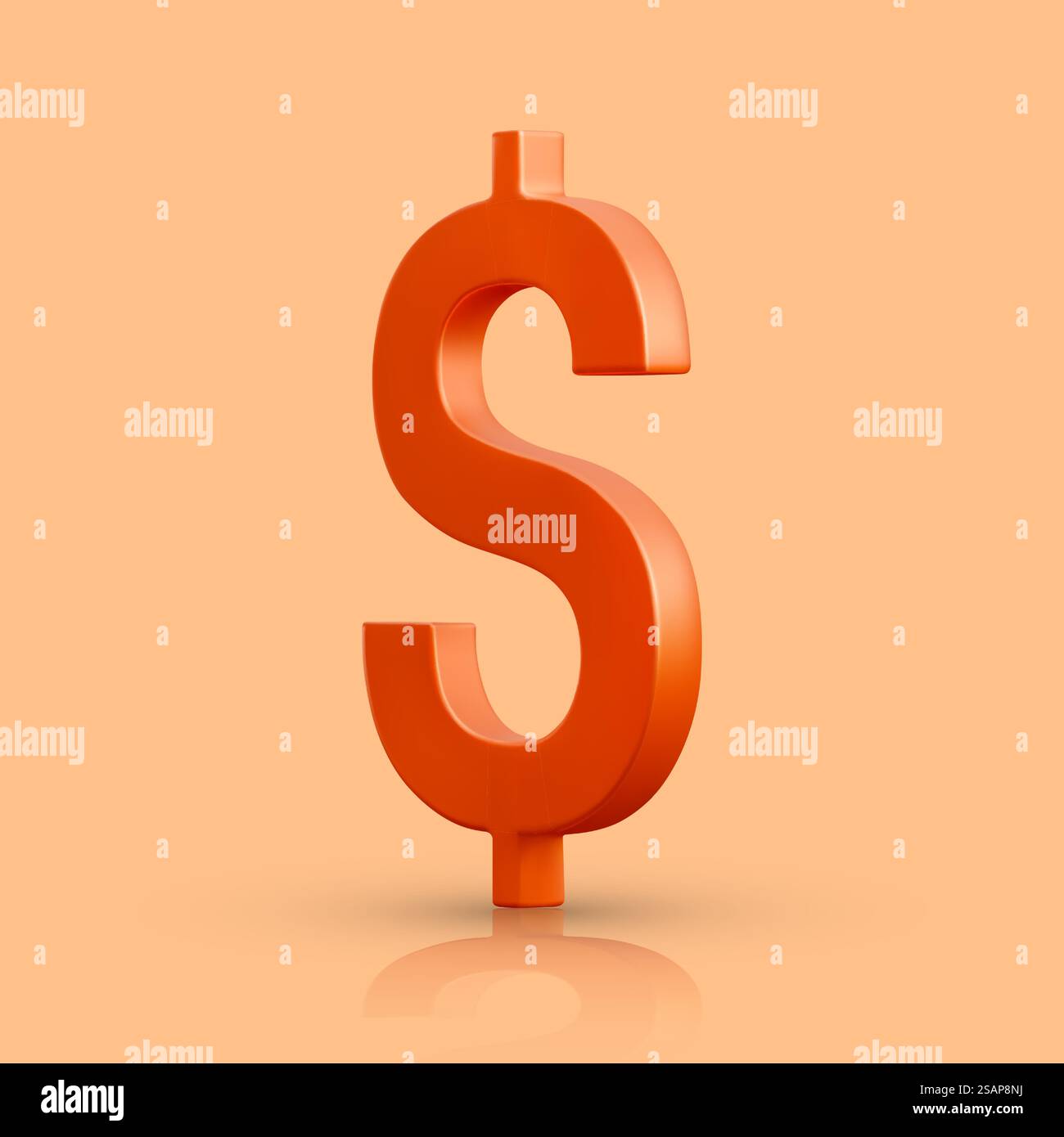 3D realistic red dollar sign. US dollar currency symbol isolated on red ...