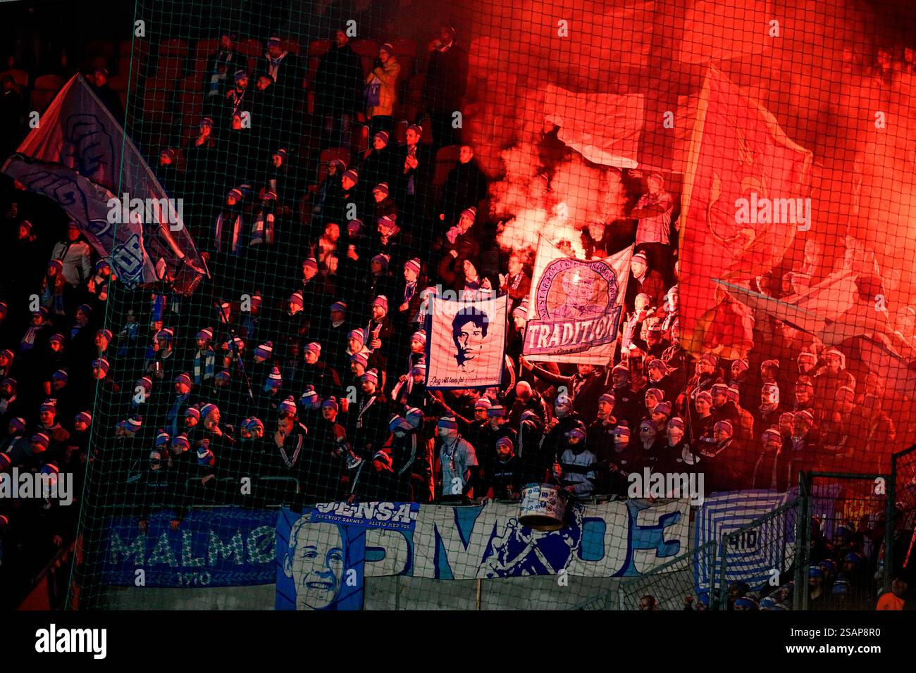 Fans of Malmo are seen during the UEFA Europa League, last 8th round ...