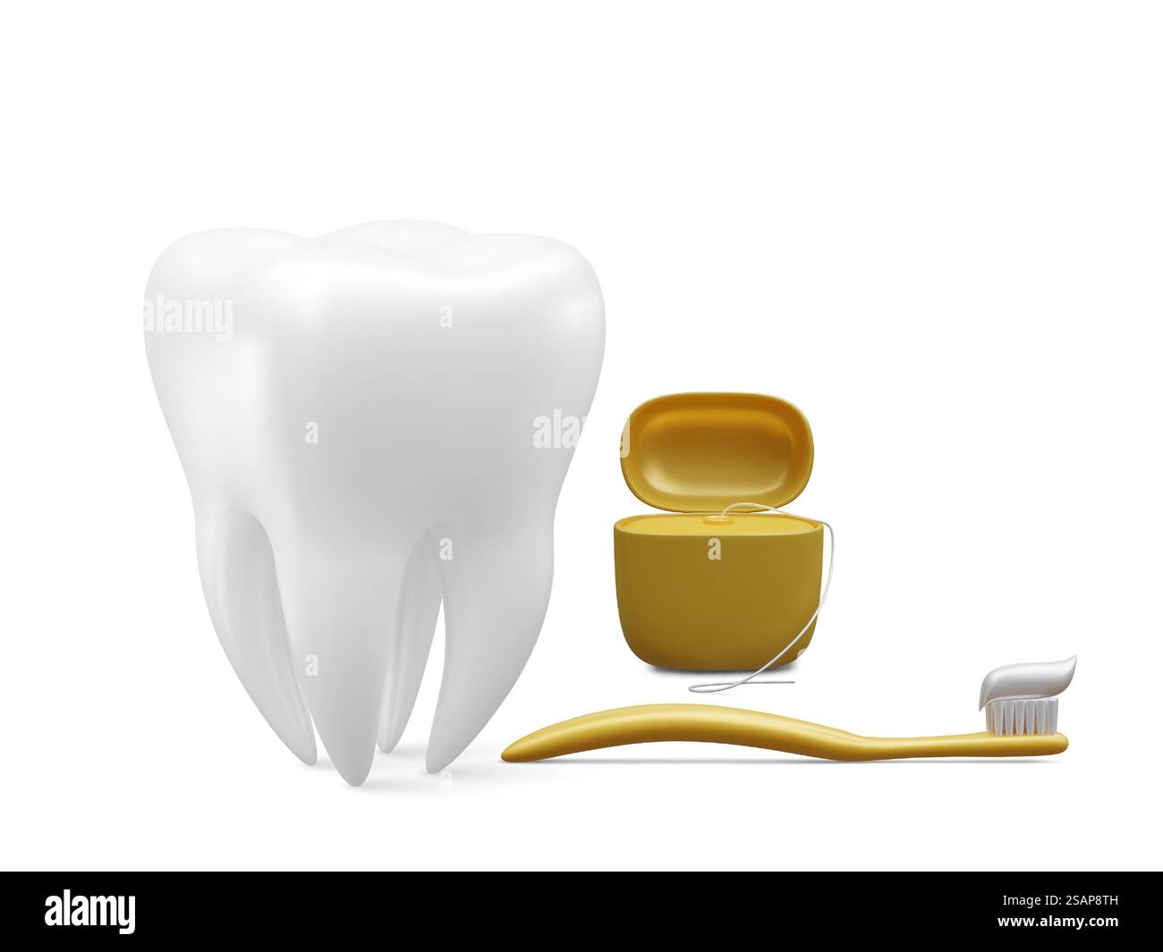 Realistic tooth and dental tools for teeth isolated on white background ...