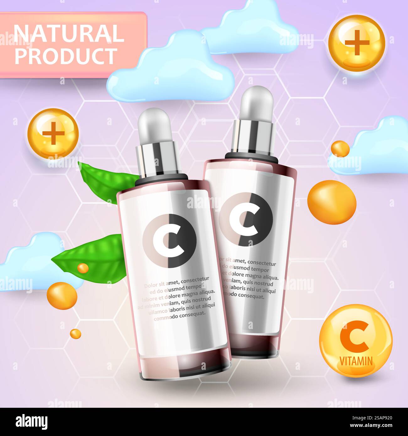 Ad template for simple skin care product, tube set in 3d illustration ...