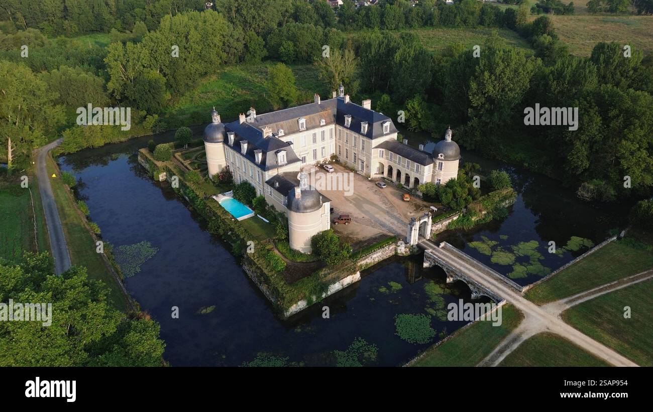 drone photo Ferté castle france europe Stock Photo - Alamy