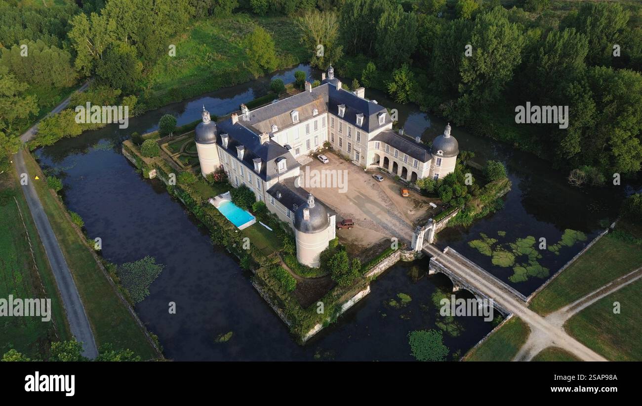 drone photo Ferté castle france europe Stock Photo - Alamy