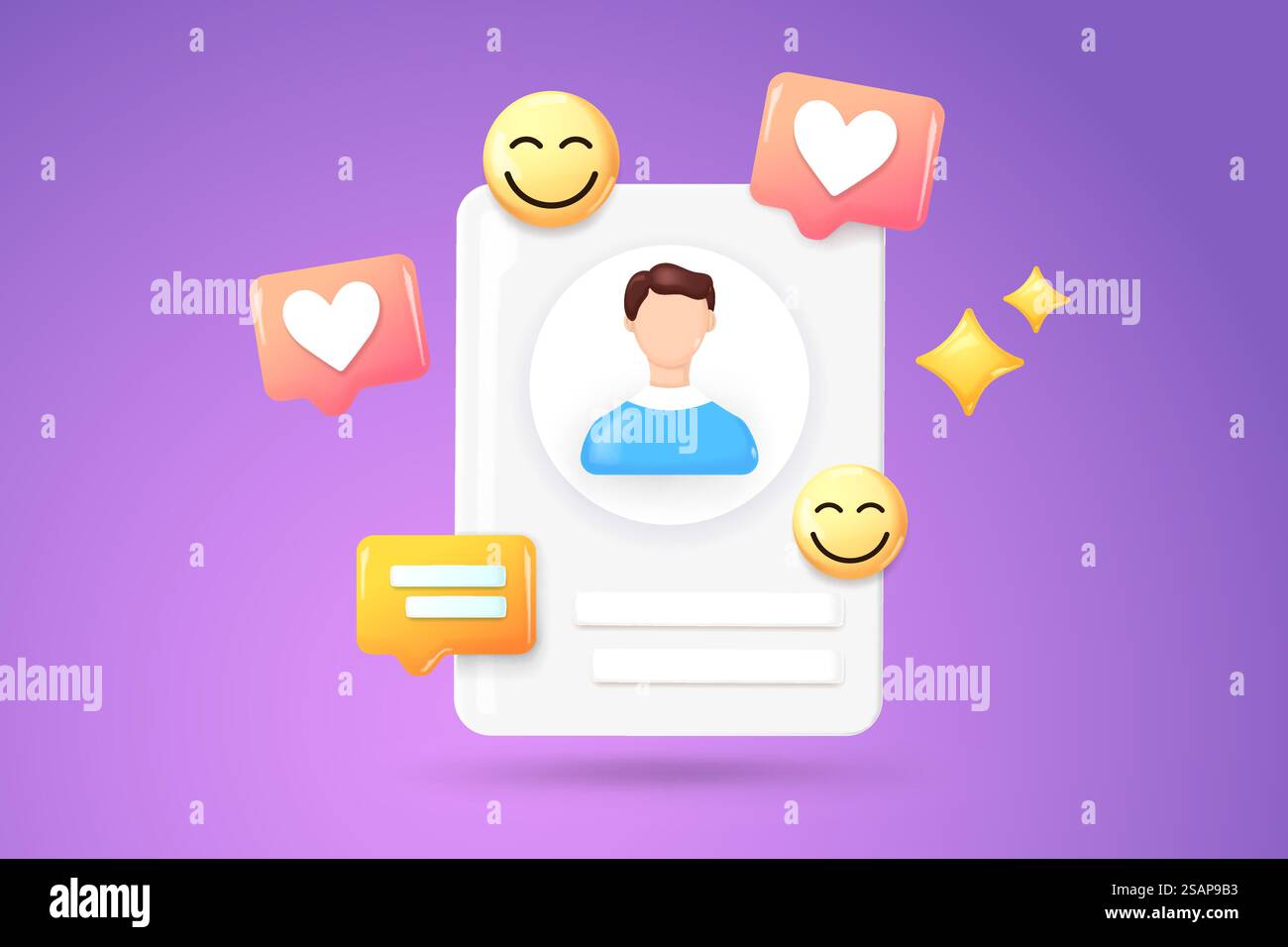Social media like icon concept. Comment and Follower. 3D Web Vector ...