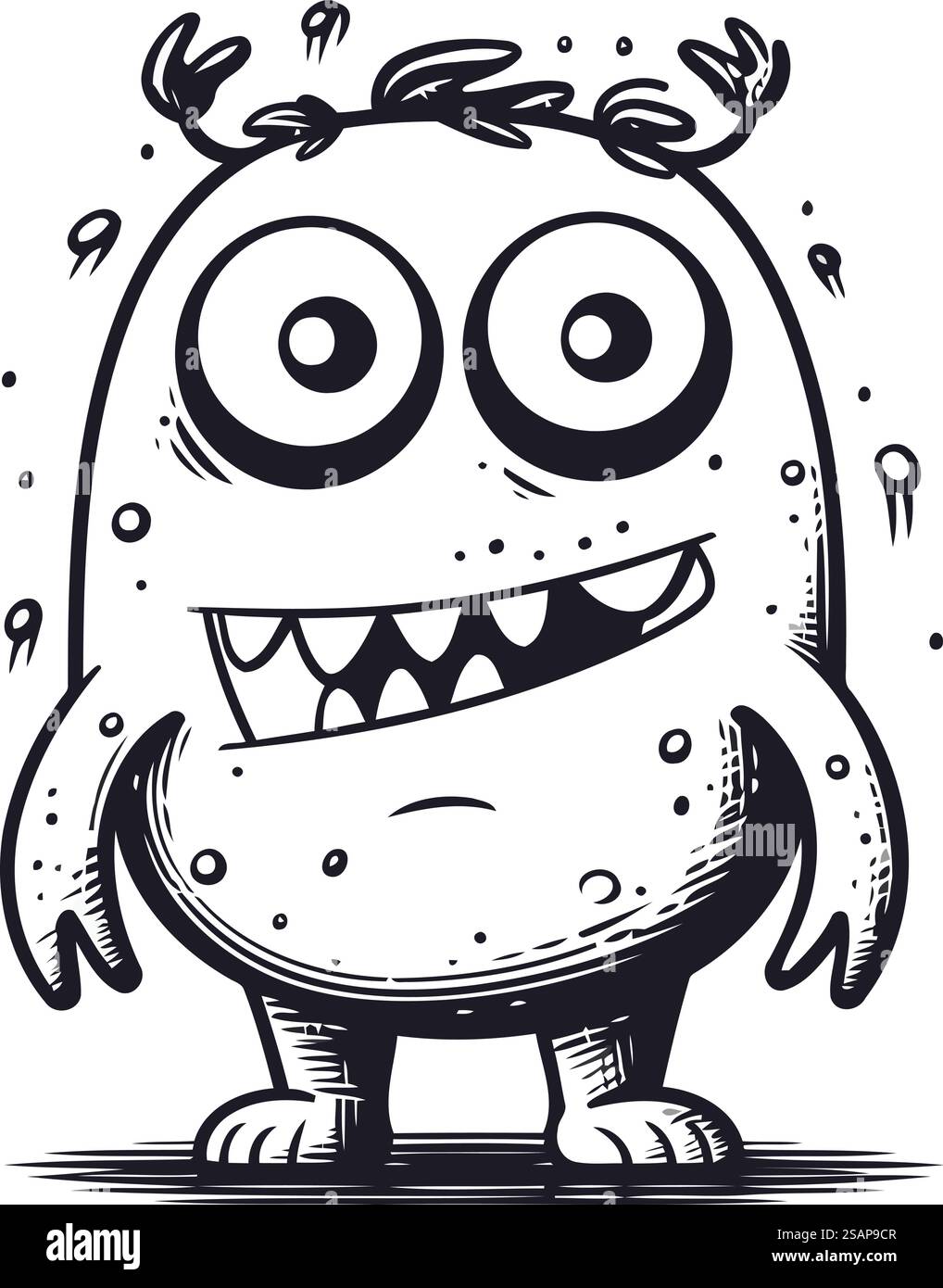 Funny cartoon monster. vector illustration. Hand drawn monster ...