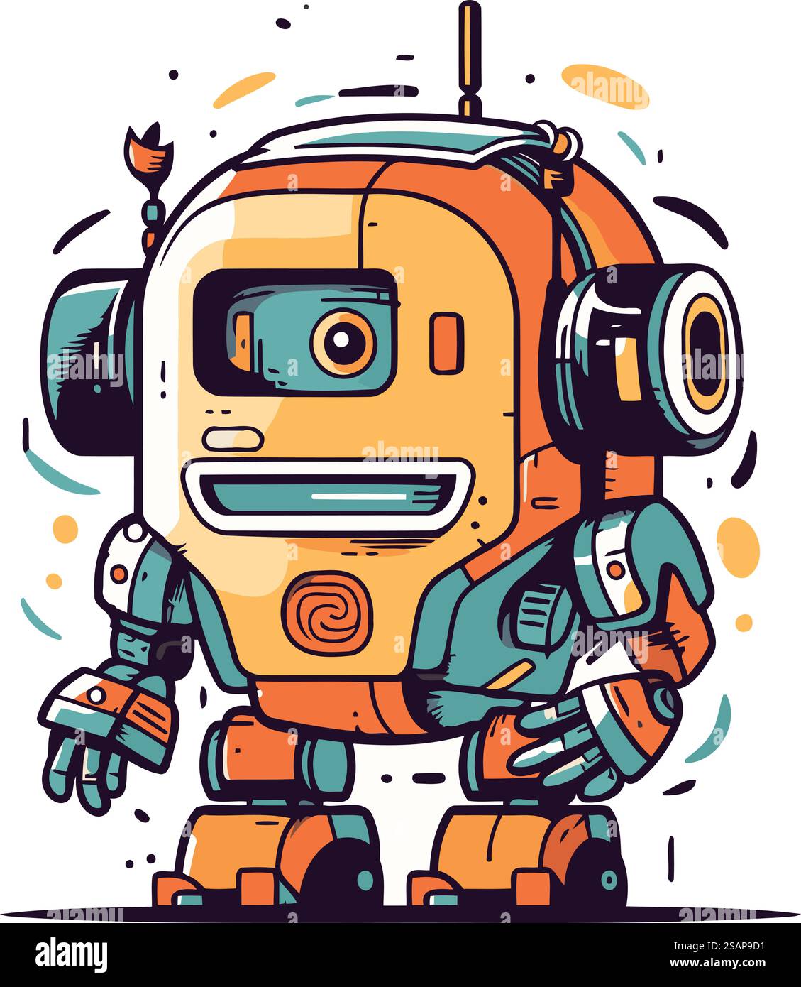 Vector illustration of a cute robot. Isolated on white background Stock ...