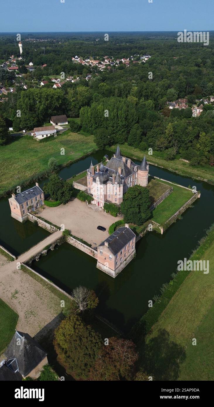 drone photo La Ferté-Imbault castle france europe Stock Photo - Alamy