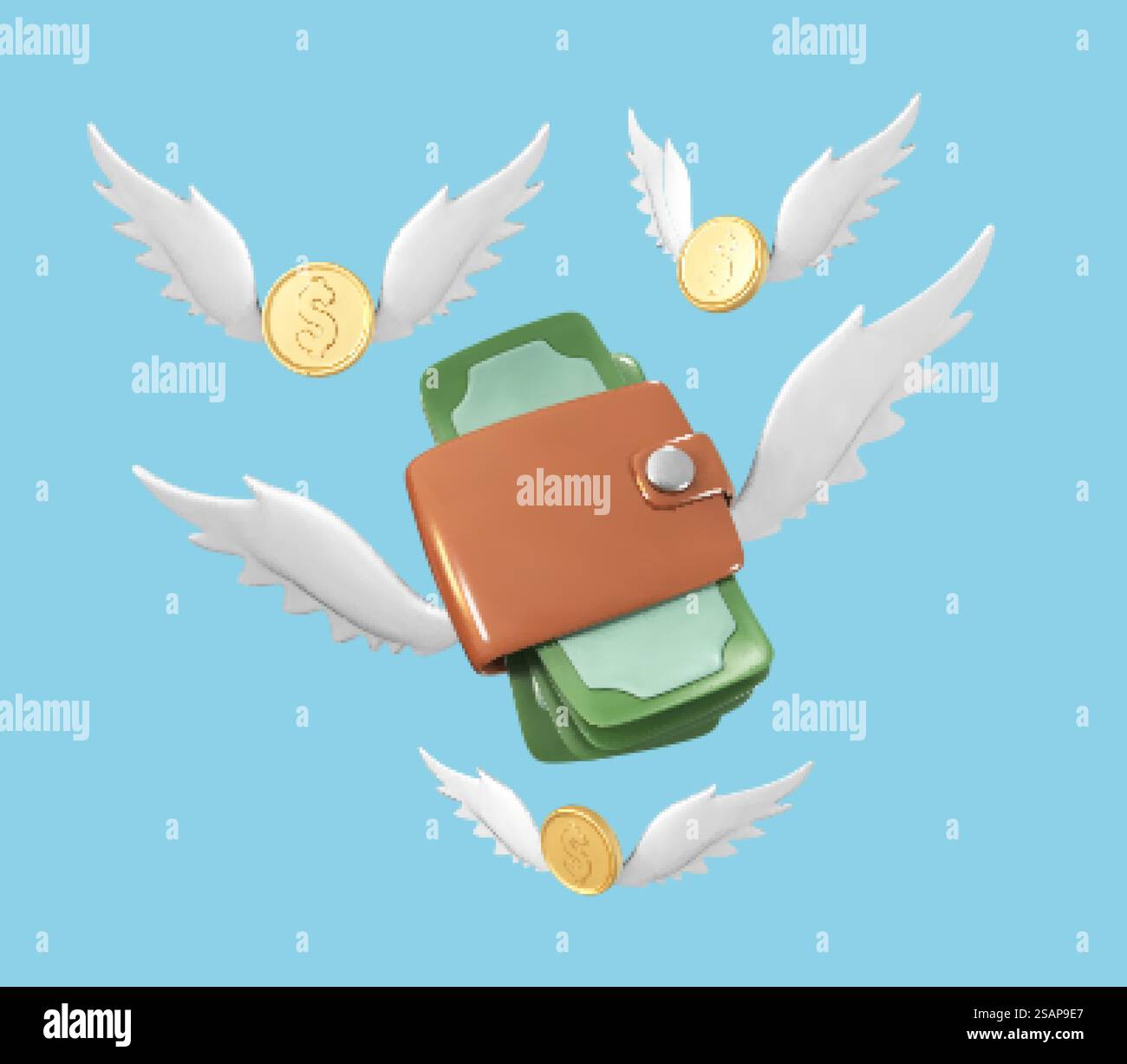Flying dollar coins wings hi-res stock photography and images - Alamy