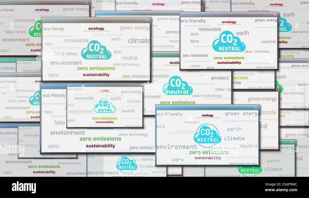 CO2 Neutral zero emission and ecology symbol technology concept ...