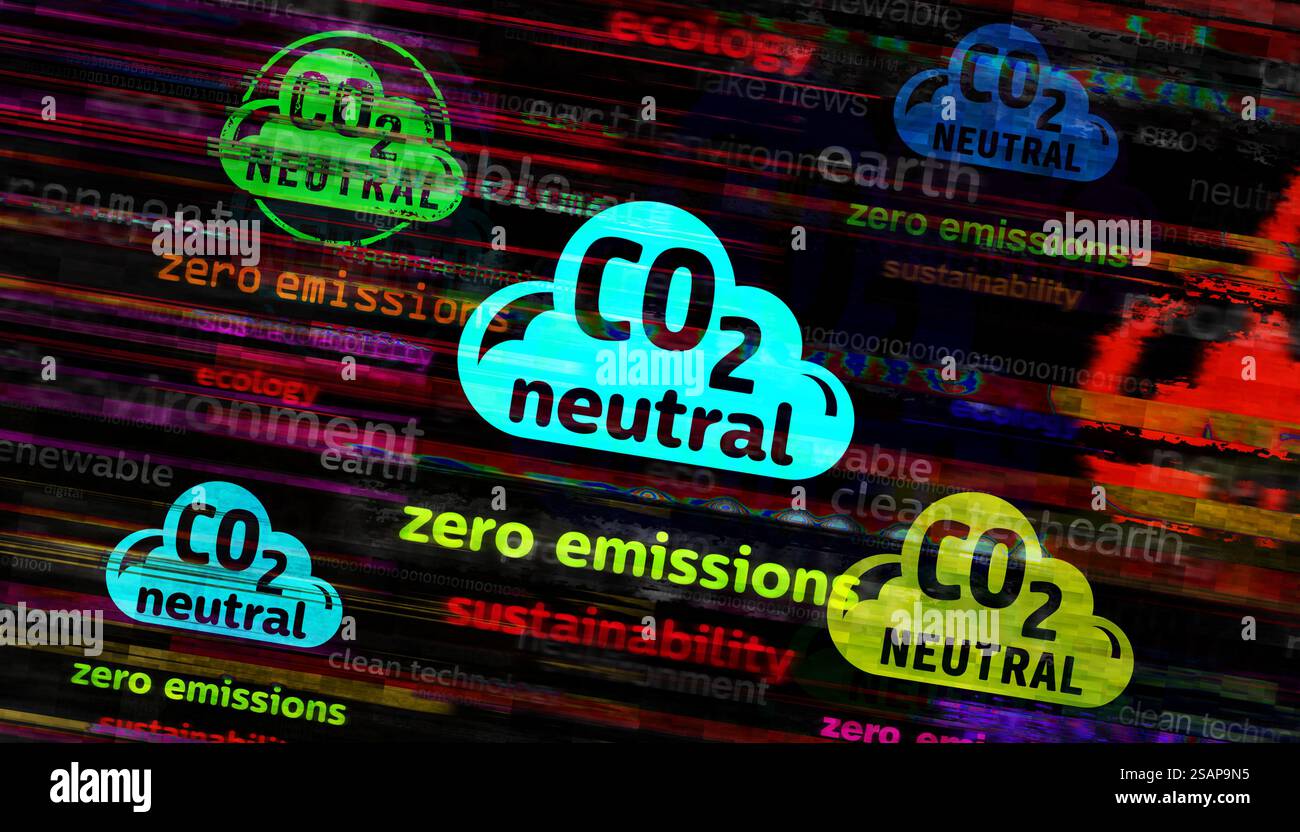 CO2 Neutral zero emission and ecology symbol technology concept ...