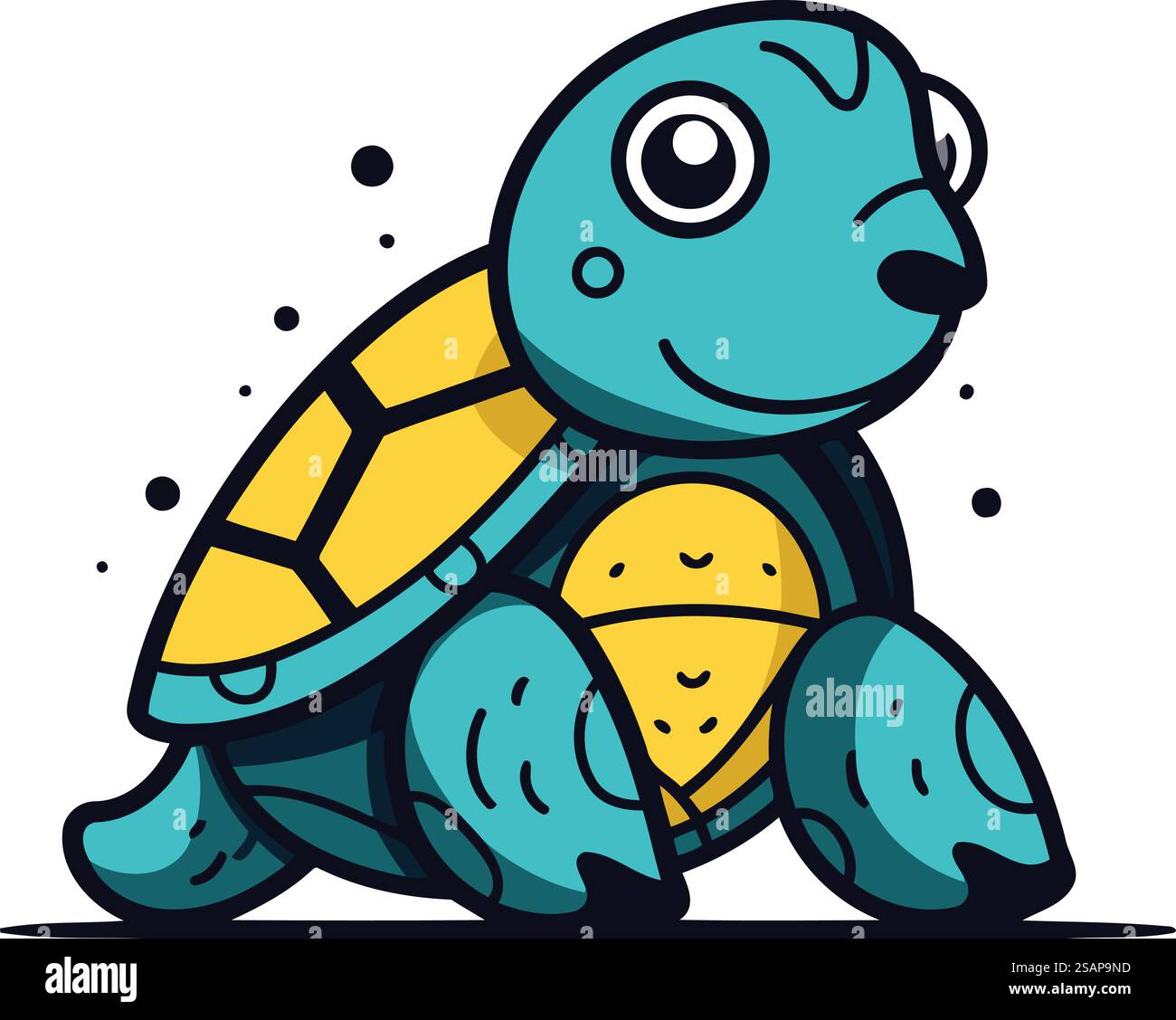 Cute little baby turtle. Vector illustration in flat cartoon style ...