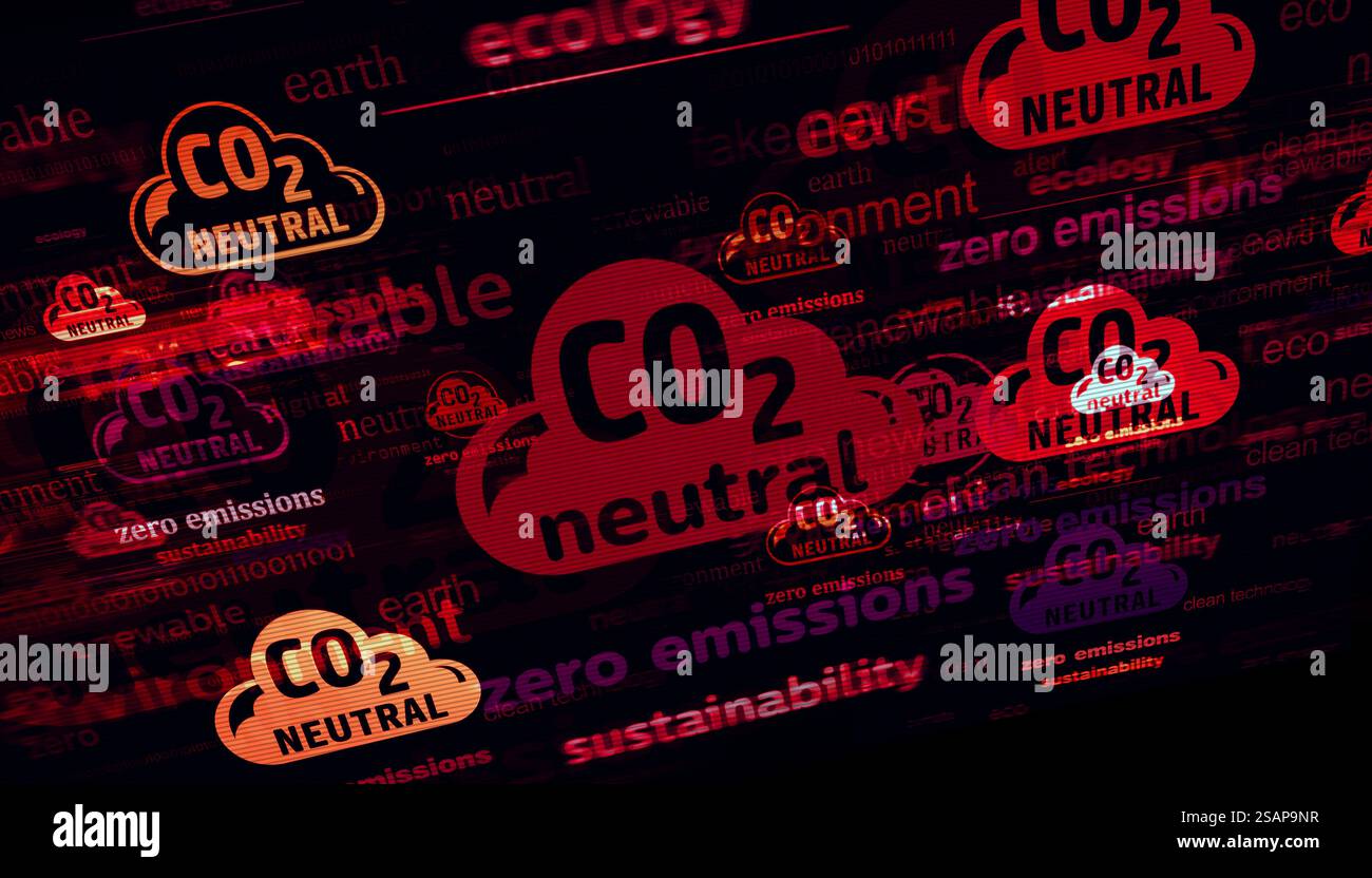 CO2 Neutral zero emission and ecology symbol technology concept ...