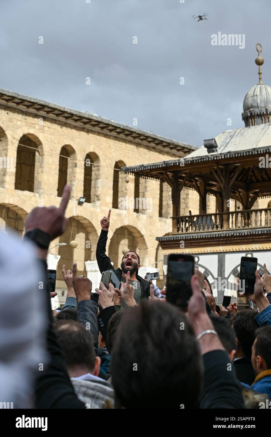 Damascus, Syria - December 2024: Post fall of Assad. Protest at Umayyad ...