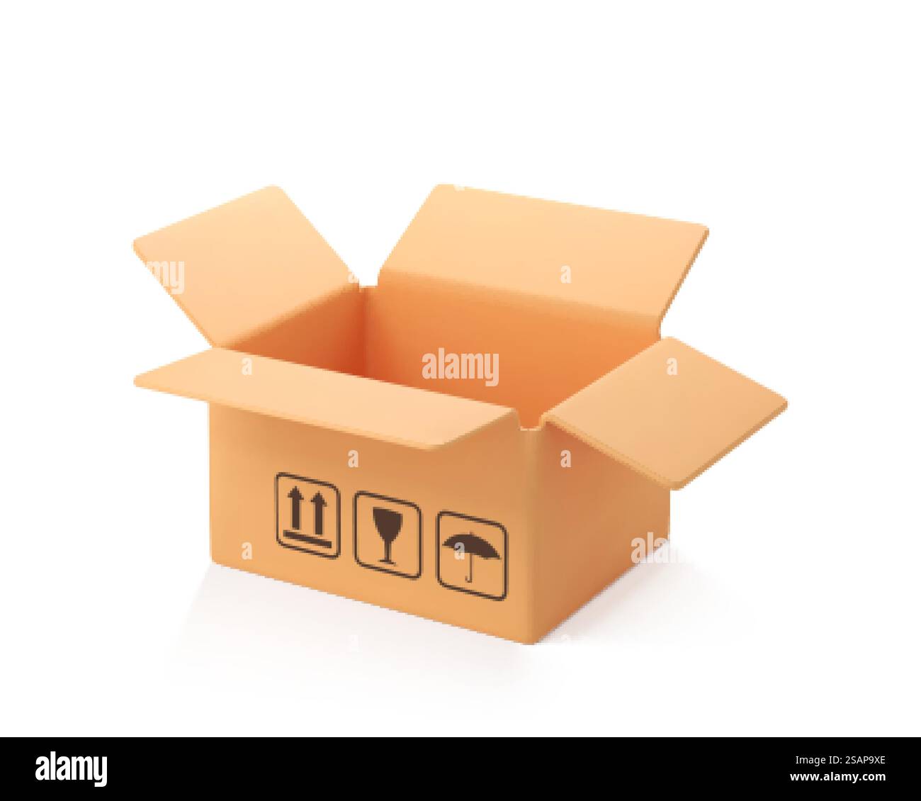 3D cardboard open box isolated on white background. Render delivery ...