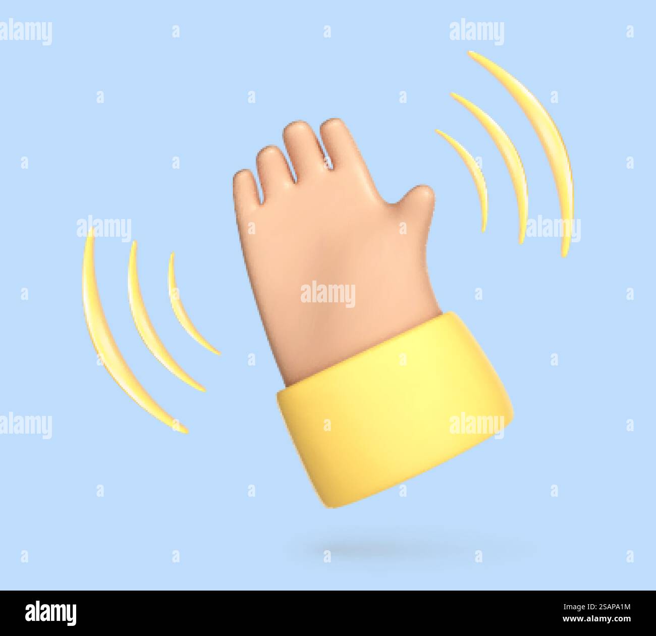 3D cartoon hand waving icon. Hand gesture. Hello and Goodbye symbol ...