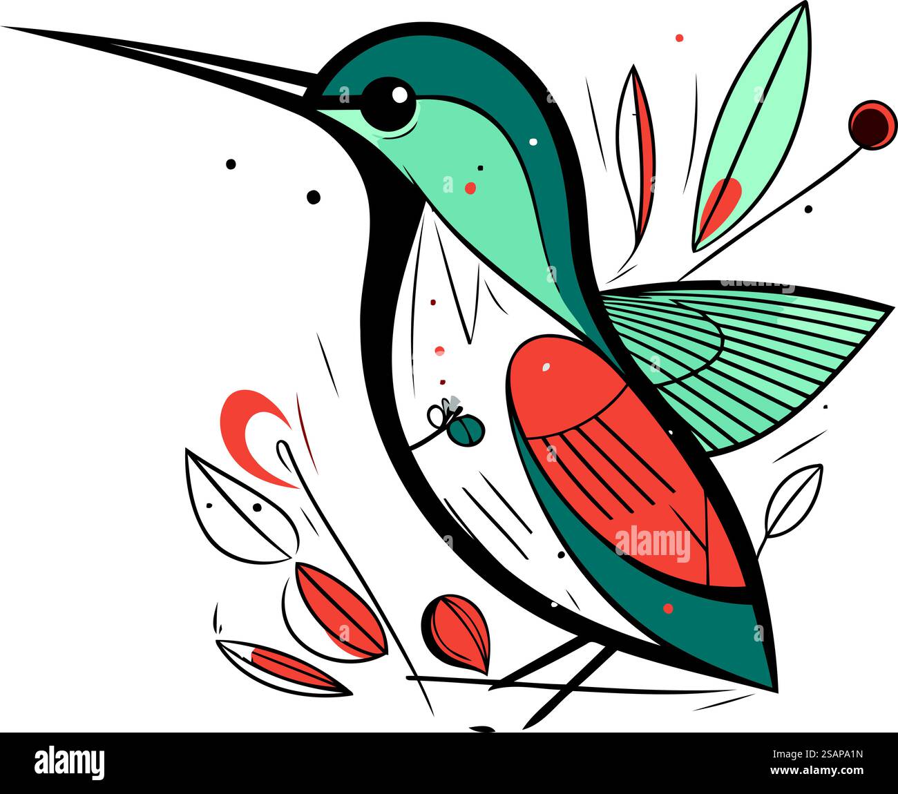 Hummingbird. Hand drawn vector illustration in doodle style Stock ...