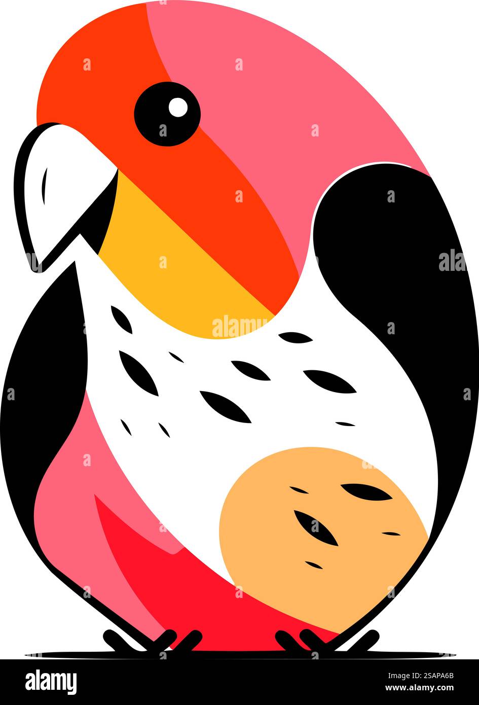 Cute parrot isolated on white background. Vector illustration in flat ...