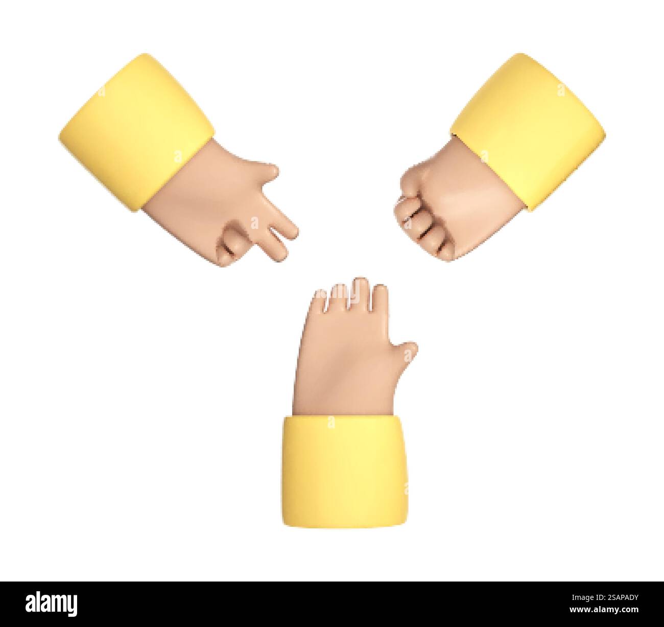 3D cartoon hands play rock paper scissors game. Rock paper scissors ...