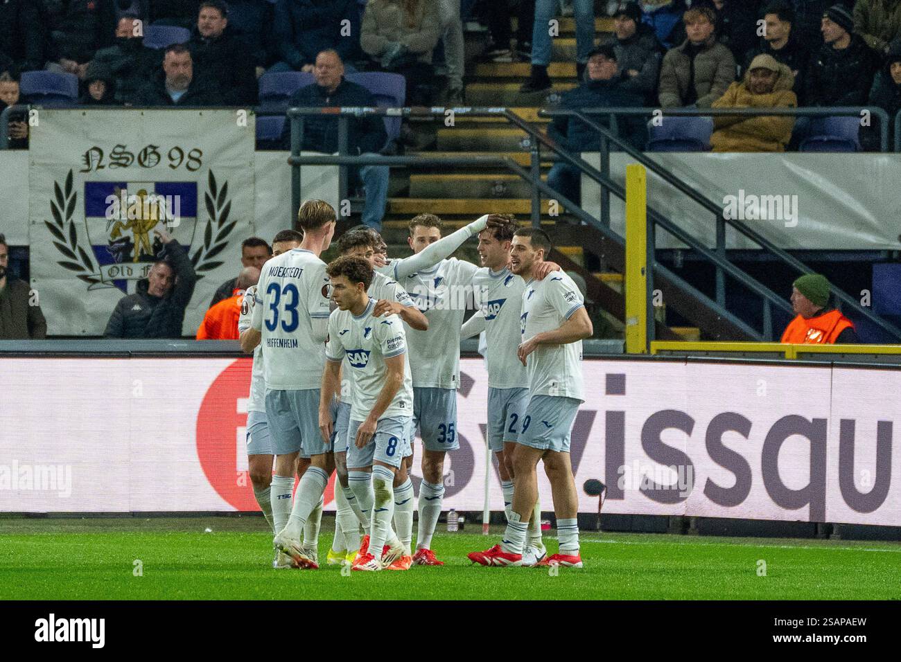 Jubel der TSG Hoffenheim nach dem 1:1 RSC Anderlecht vs. TSG 1899 Hoffenheim, Fussball, Europa ...