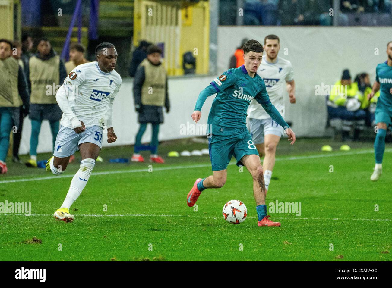 Am Ball Tristan Degreef (RSC Anderlecht, #83) RSC Anderlecht vs. TSG 1899 Hoffenheim, Fussball ...