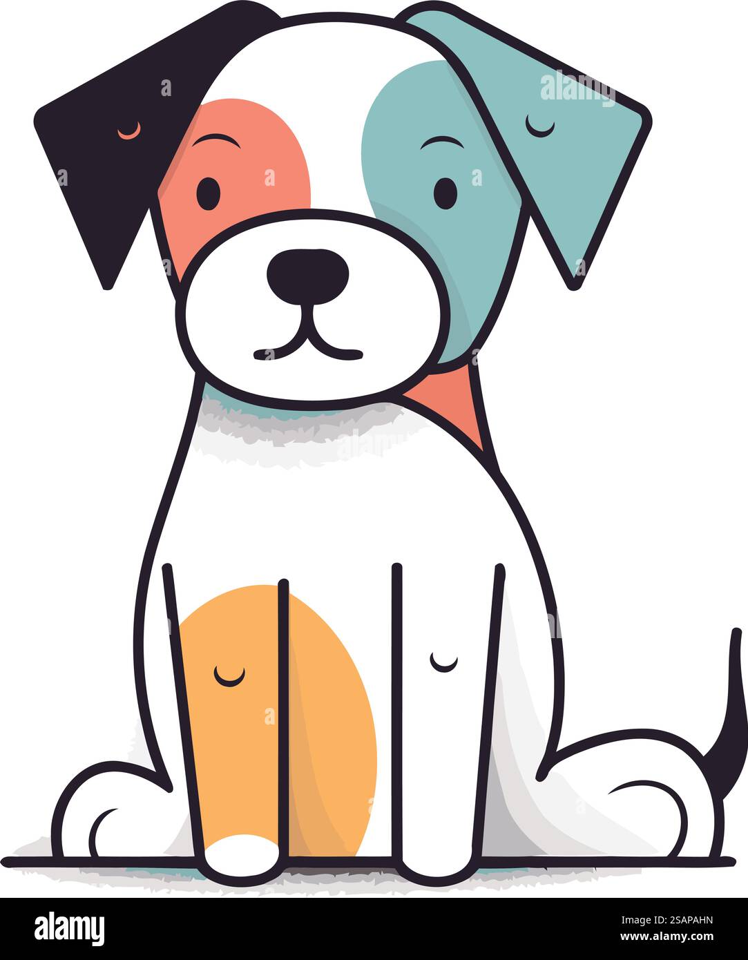 Cute cartoon dog sitting. Vector illustration isolated on white ...