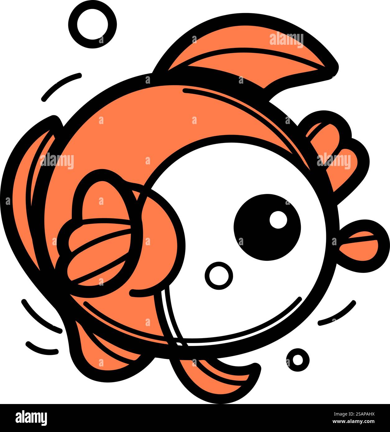 Cute cartoon fish isolated on white background. Vector illustration in ...