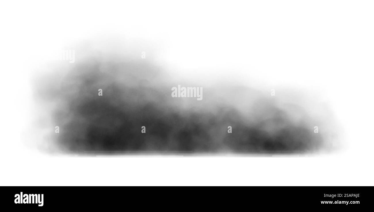 Black smoke cloud, dirty toxic fog or smog. Black fume texture isolated ...