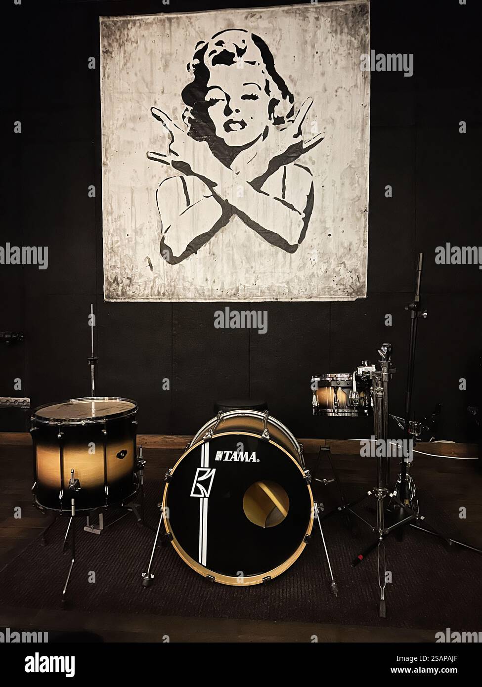 Kyiv, Ukraine - January 30, 2025: A Tama drum set in a music studio ...
