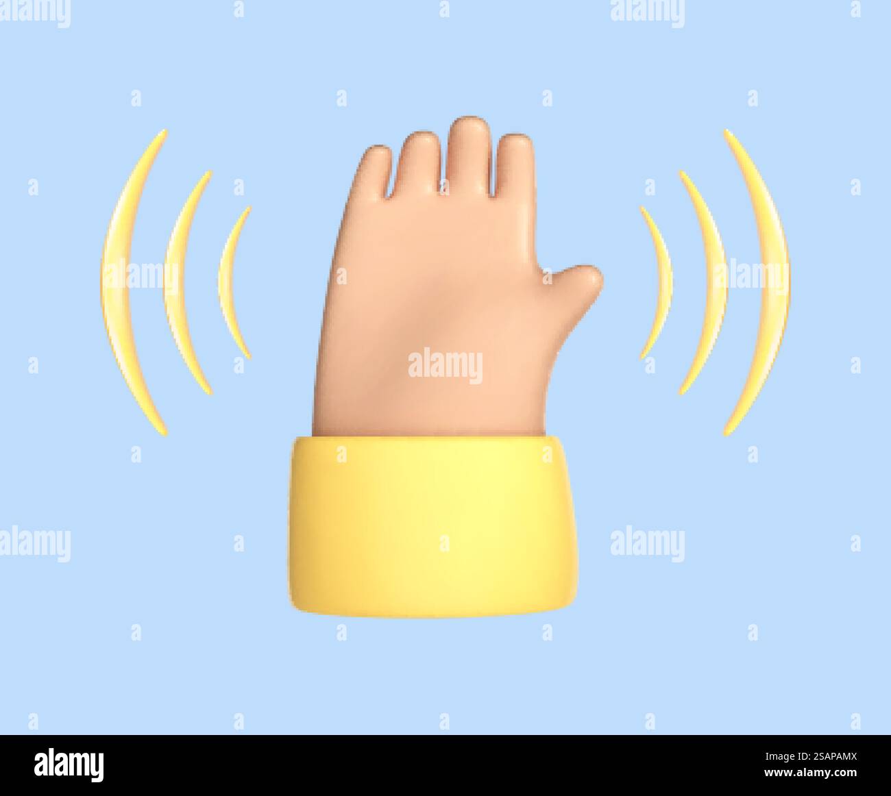 3D cartoon hand waving icon. Hand gesture. Hello and Goodbye symbol ...