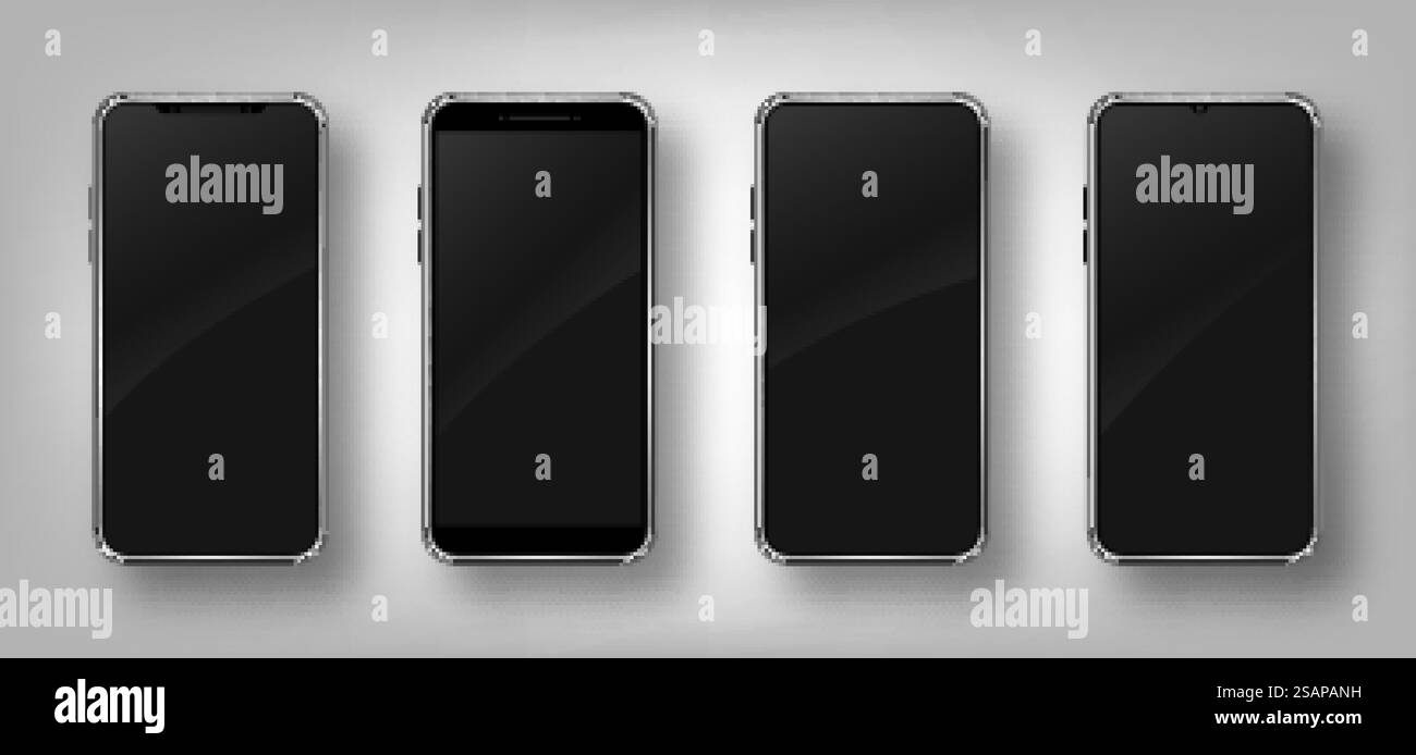 Set of different realistic smartphone mockup. Cellphone frame with ...