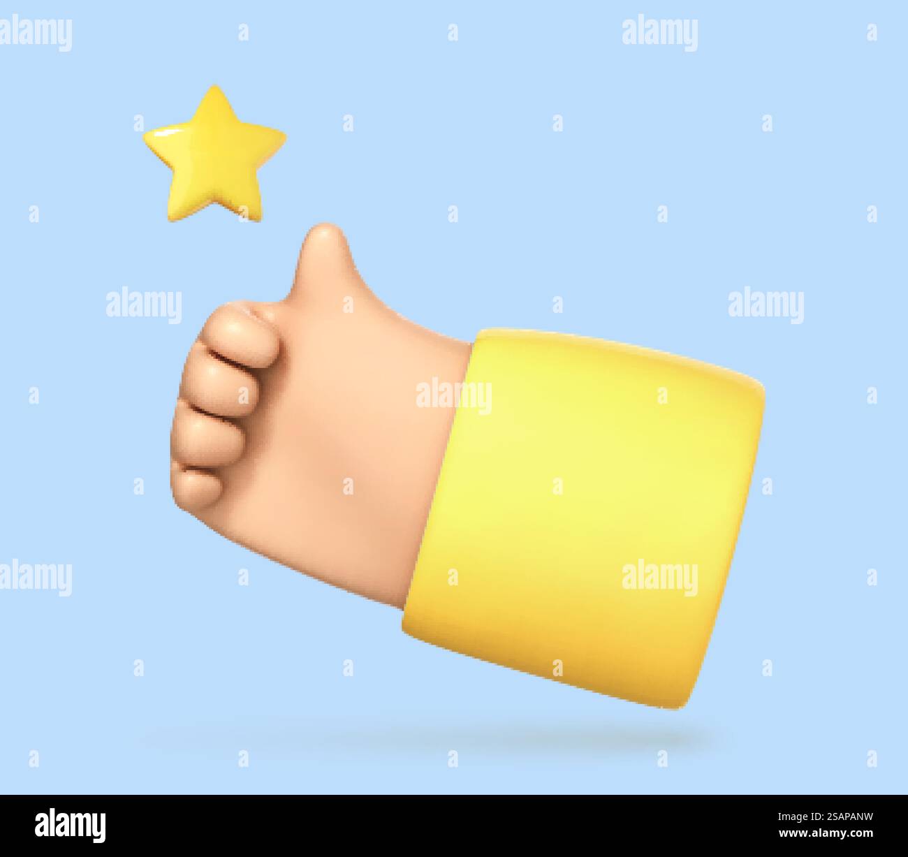 3D cartoon hand thumb up for success or good feedback. Positive concept ...
