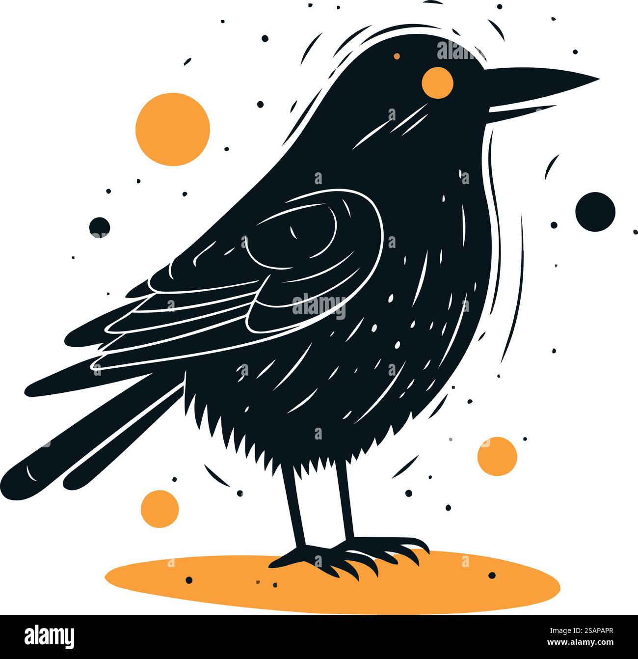 Crow. Hand drawn vector illustration in doodle style Stock Vector Image ...