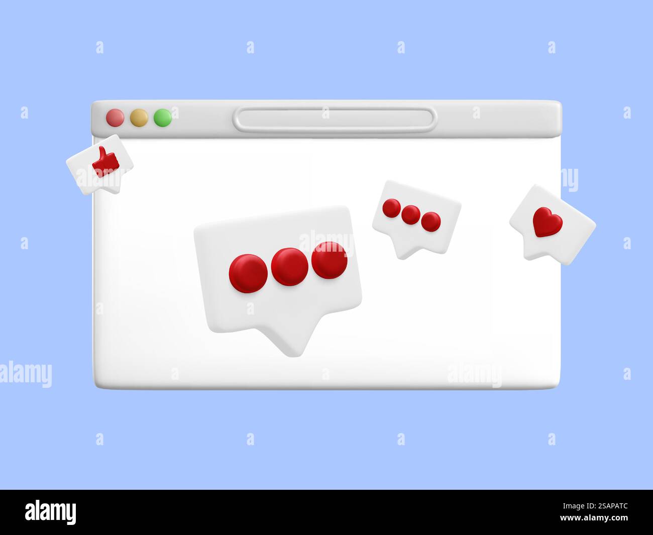 3d realistic web browser with social network Icons. Abstract trendy ...