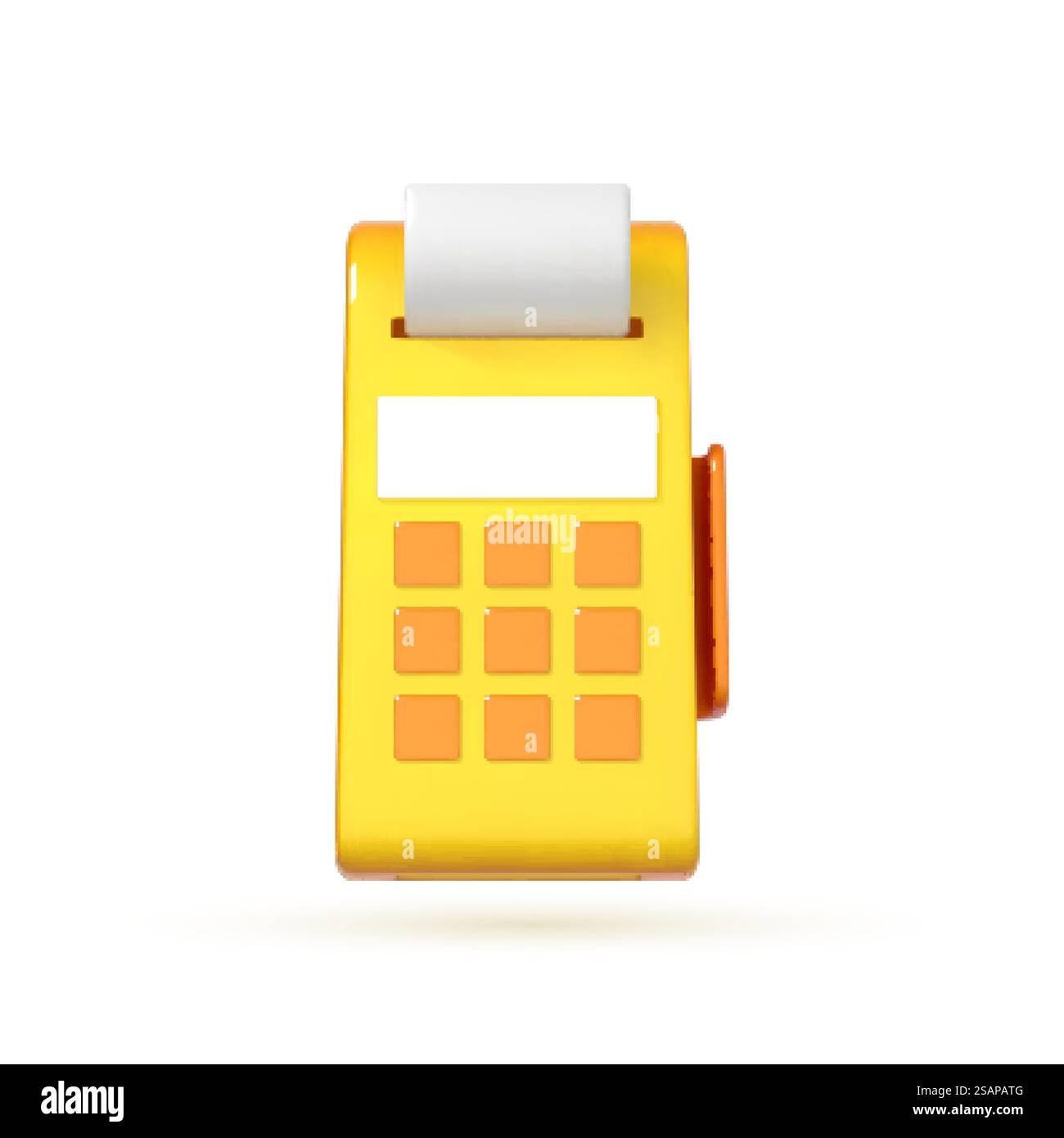 3D cartoon payment terminal. POS terminal with check. Financial ...