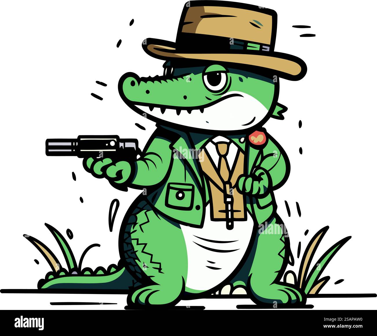 Crocodile with a gun in his hand. Vector illustration Stock Vector ...
