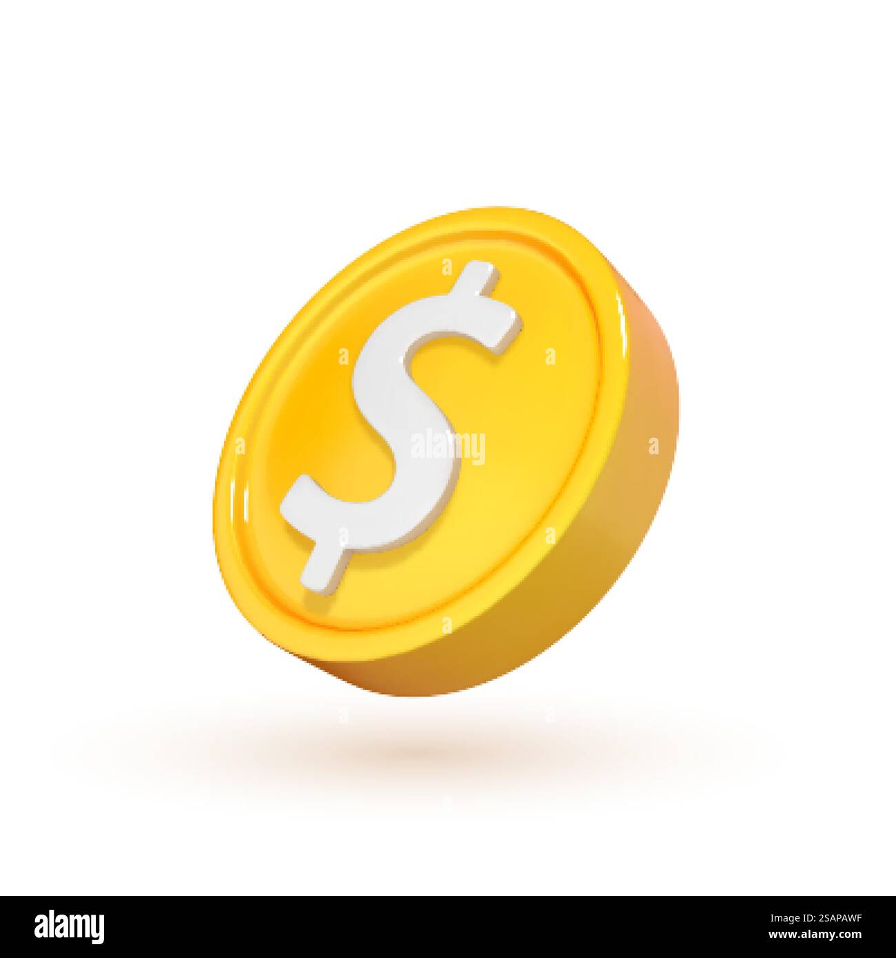 3D realistic gold coin icon. Coin with dollar sign. Vector 3d cartoon ...