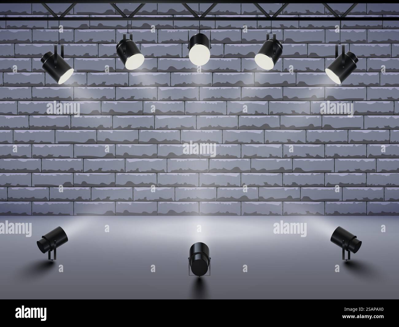 Spotlights with bright white light shining stage. Collections ...
