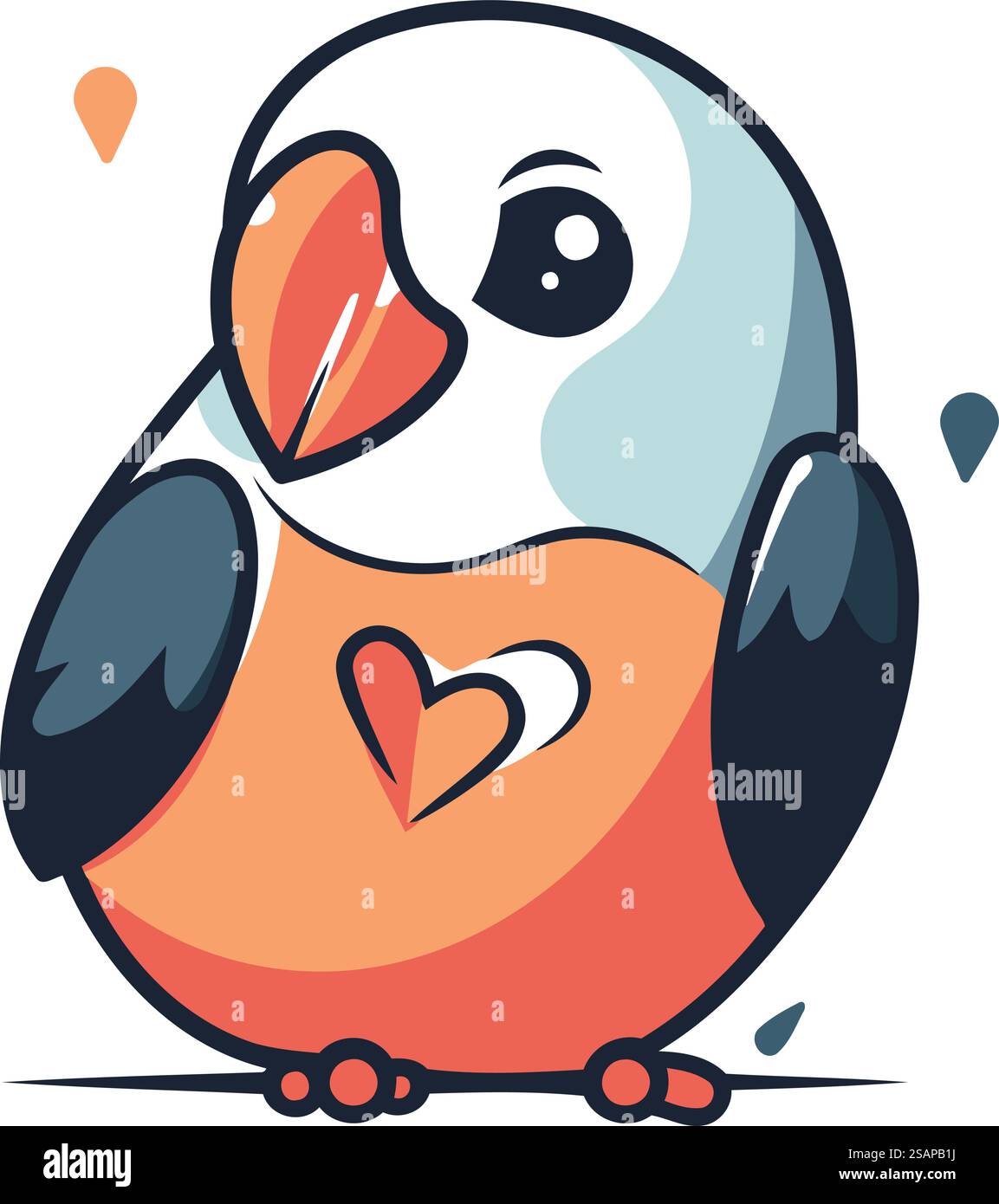 Cute cartoon parrot with heart in its beak. Vector illustration Stock ...