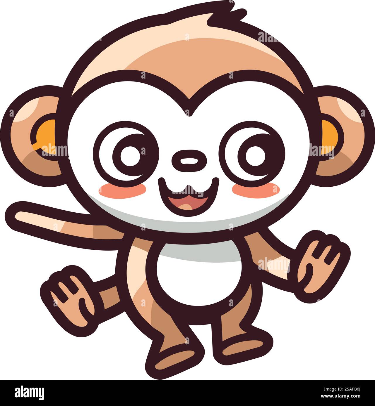 Cute cartoon monkey isolated on white background. Vector illustration ...