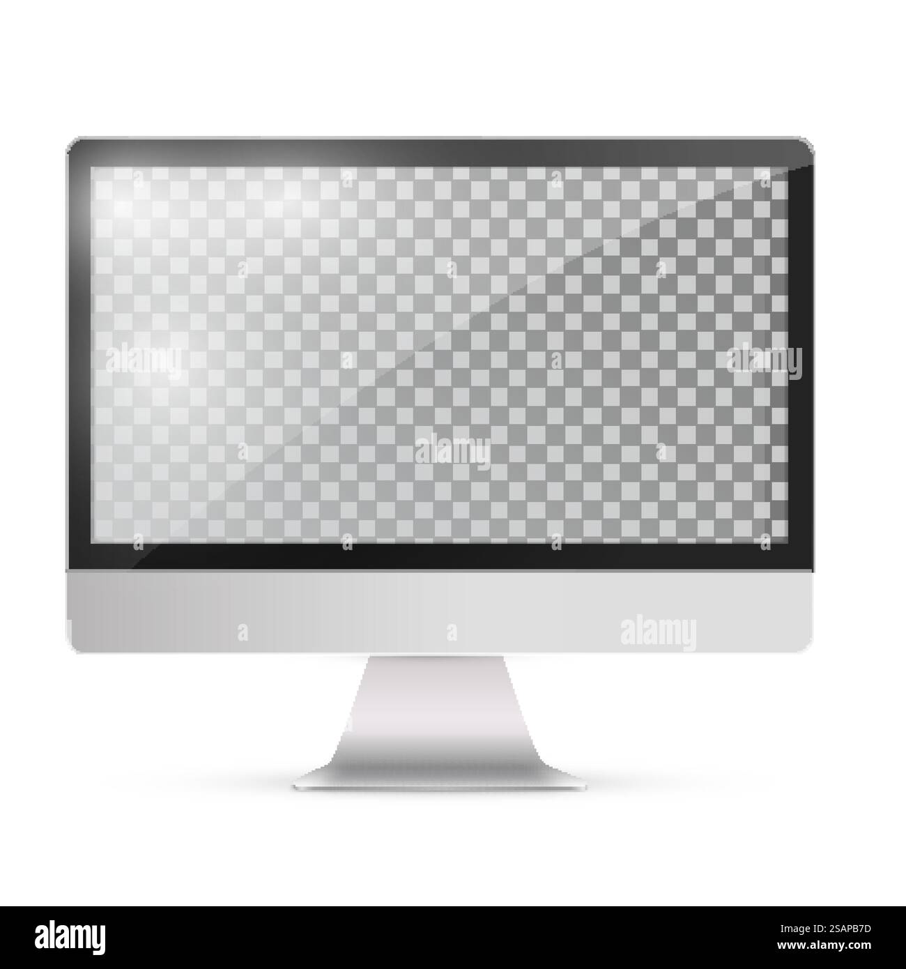 Abstract monitor.Silver color with black blank touch screen. Isolated on white background ...