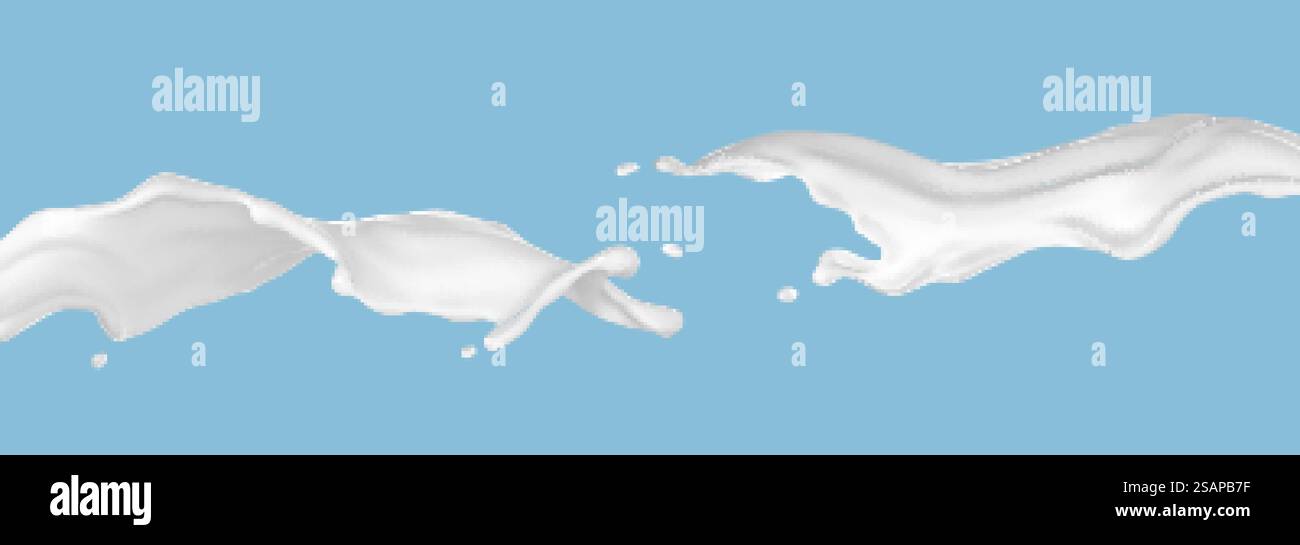 Milk splashes isolated on blue background. Liquid or yogurt splash ...