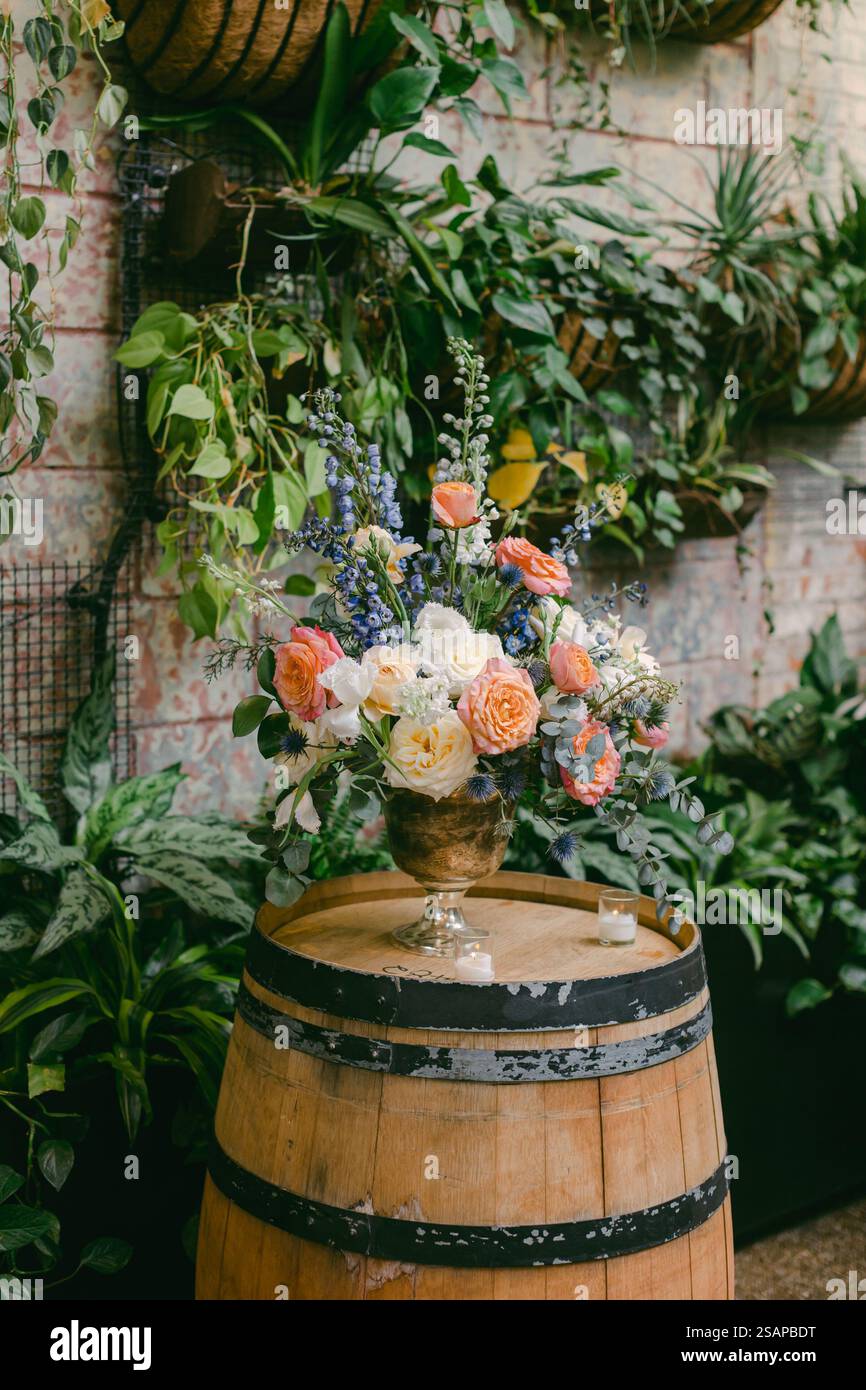 Wooden barrel surrounded hi-res stock photography and images - Alamy