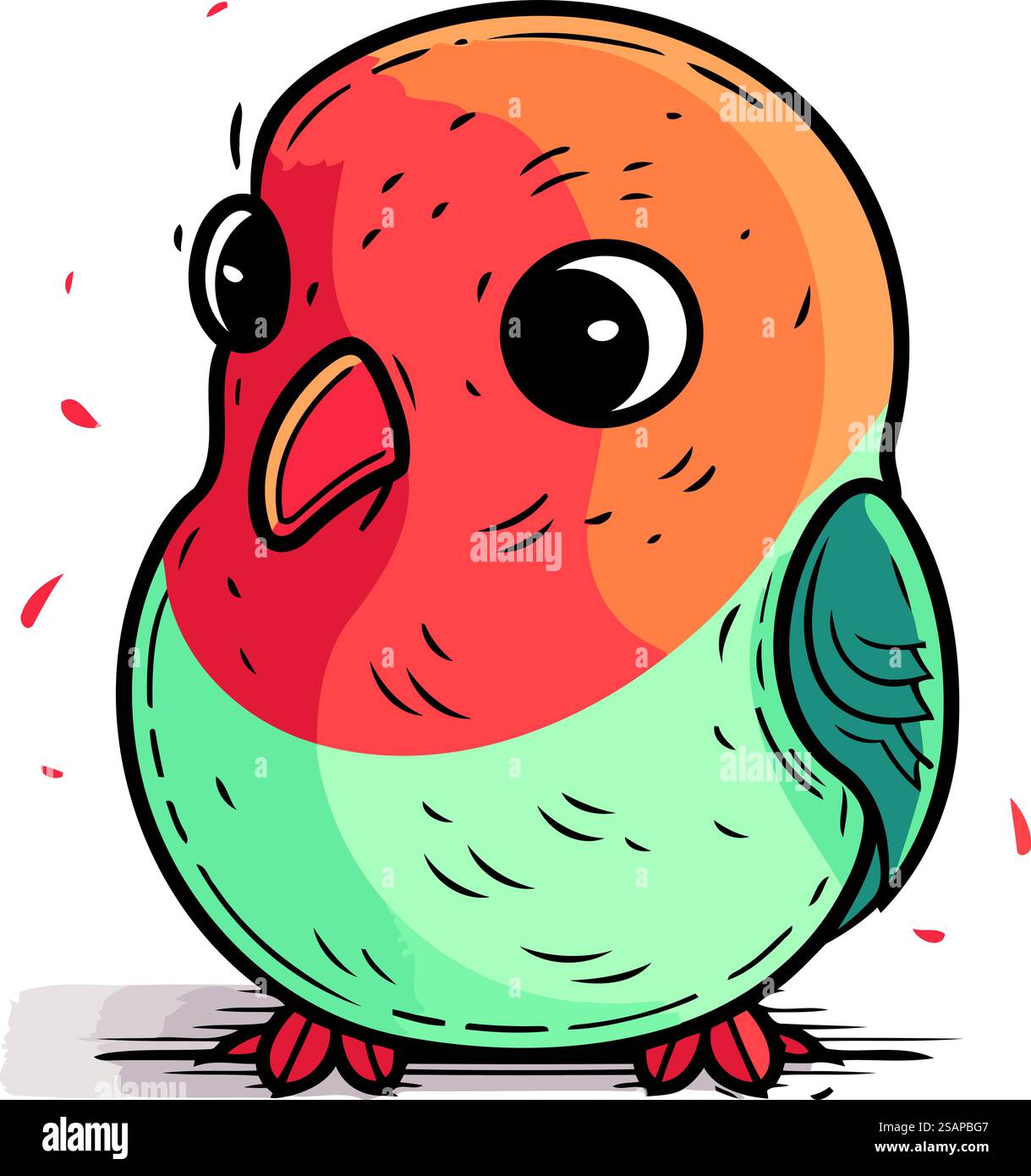Vector illustration of cute little bird. Cartoon style. Hand drawn ...