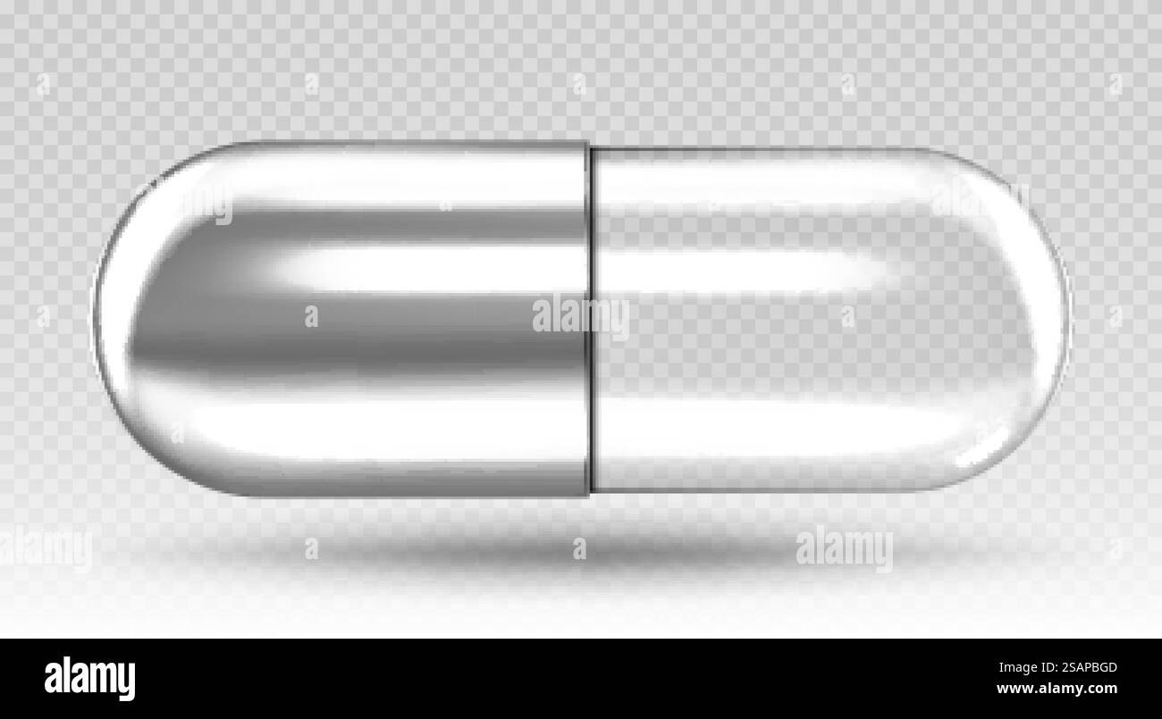 Silver transparent medical capsule isolated on transparent background ...