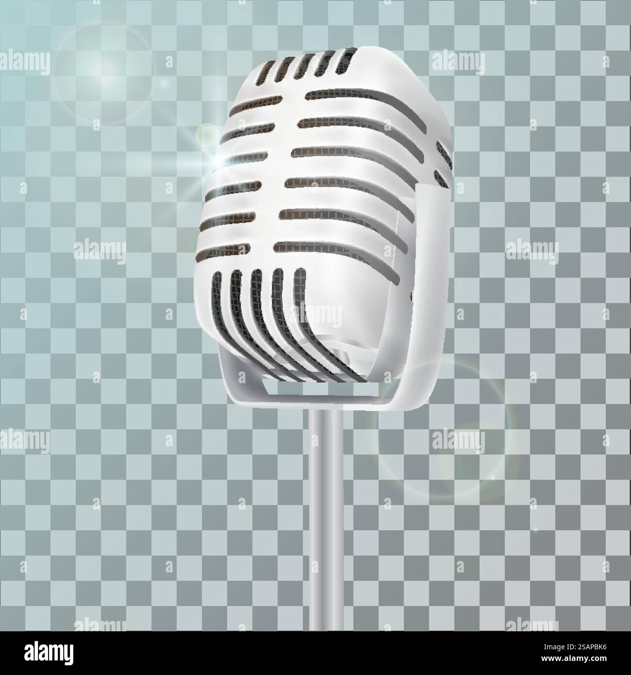 Vintage silver studio microphone. 3D realisic vector illustration jn ...