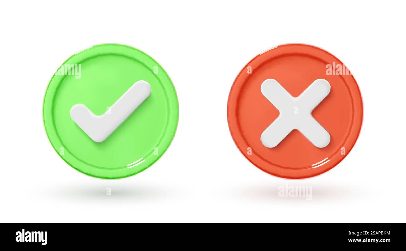 Checkmark icons. Green tick and red cross checkmarks. 3D symbols check mark and X Stock Vector ...