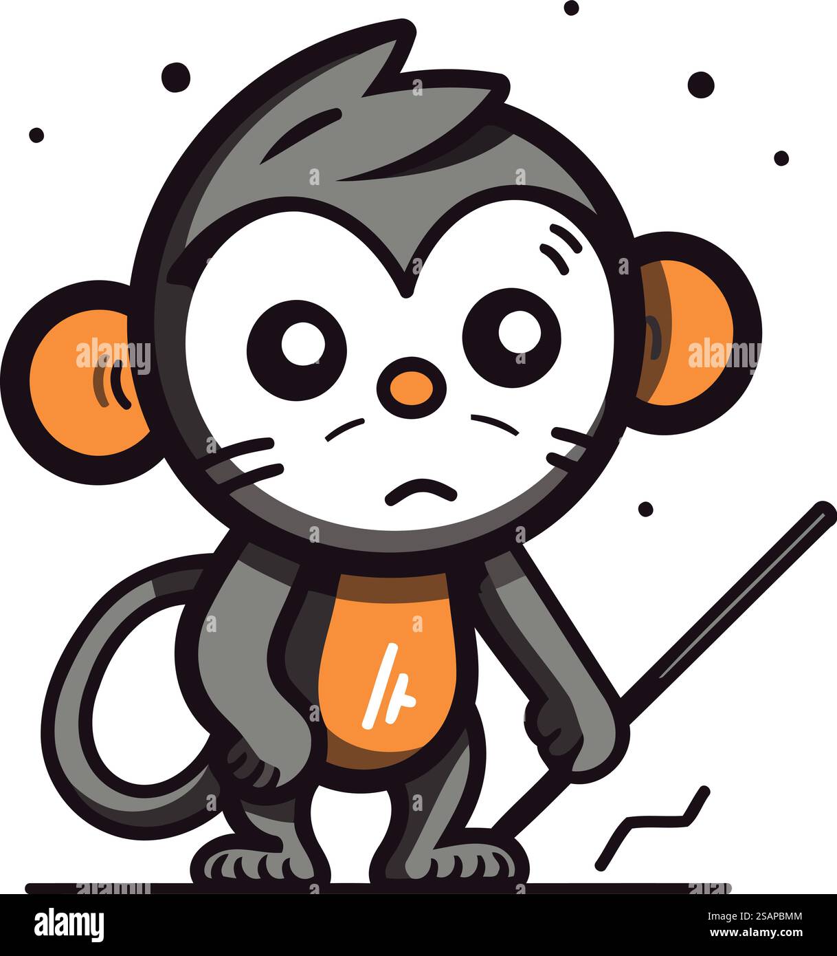 Monkey cartoon character. Vector illustration of a cute little monkey ...